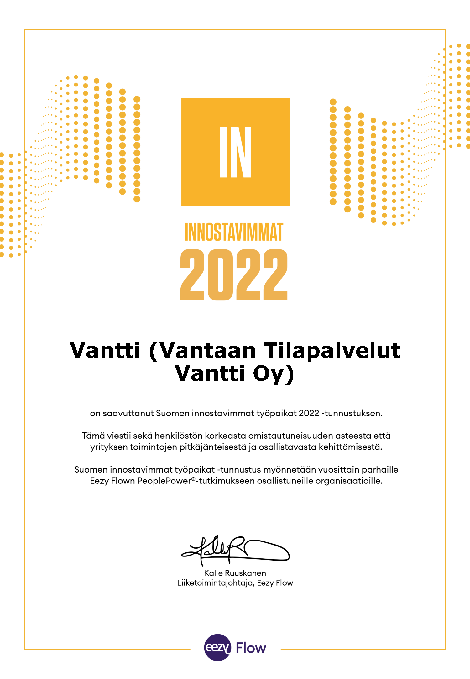 Vantti Suomen innostavimpien työpaikkojen joukkoon – jo toisen kerran peräkkäin! – Vantti